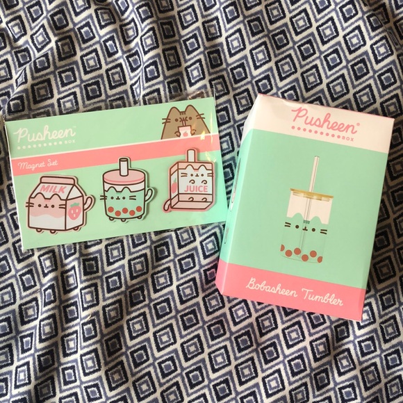 Pusheen | Kitchen | Nwt Bobasheen Pusheen Tumbler And Magnet Set Spring ...